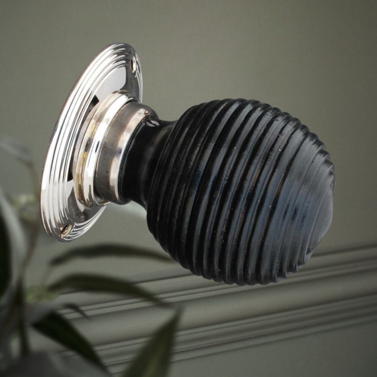 Solid Ebonised Beehive Nickel Door Knob